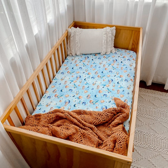 Space Rockets Fitted Cot Sheet – Snuggly Jacks