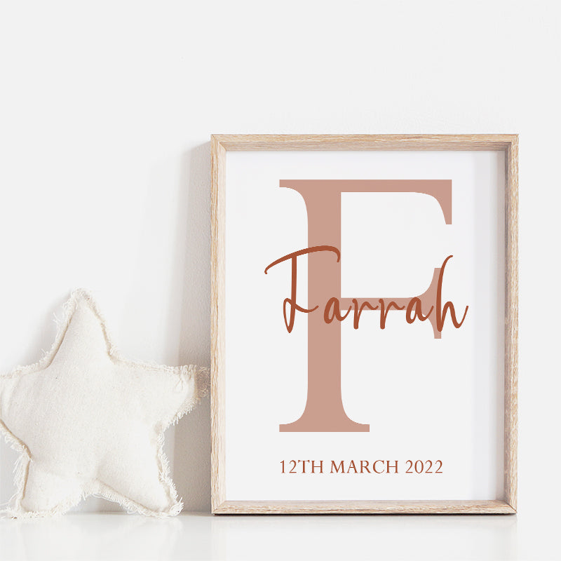 Classic Custom Name D.O.B Personalized Printable Wall Art – Snuggly Jacks